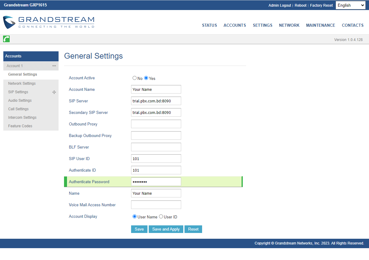 How to Configure SIP Account on a Grandstream IP Phone - Alpha PBX