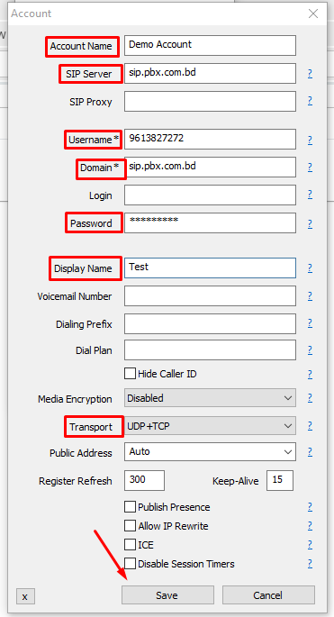 How to Set Up Only the IP Phone Number in MicroSIP - Alpha PBX